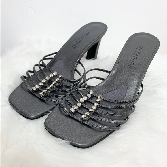 Metaphor | Shoes | Vintage Metaphor Mules Gray Rhinestone Heel Shoes ...